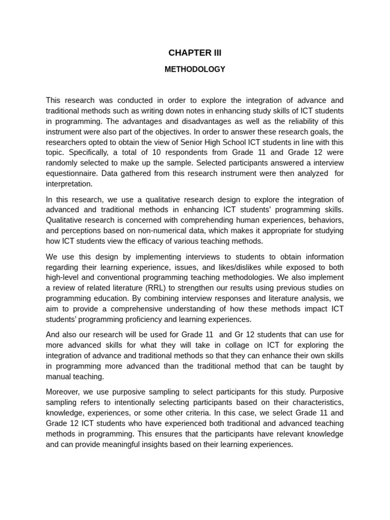 Chapter 3 - Methodology | PDF | Methodology | Educational Technology