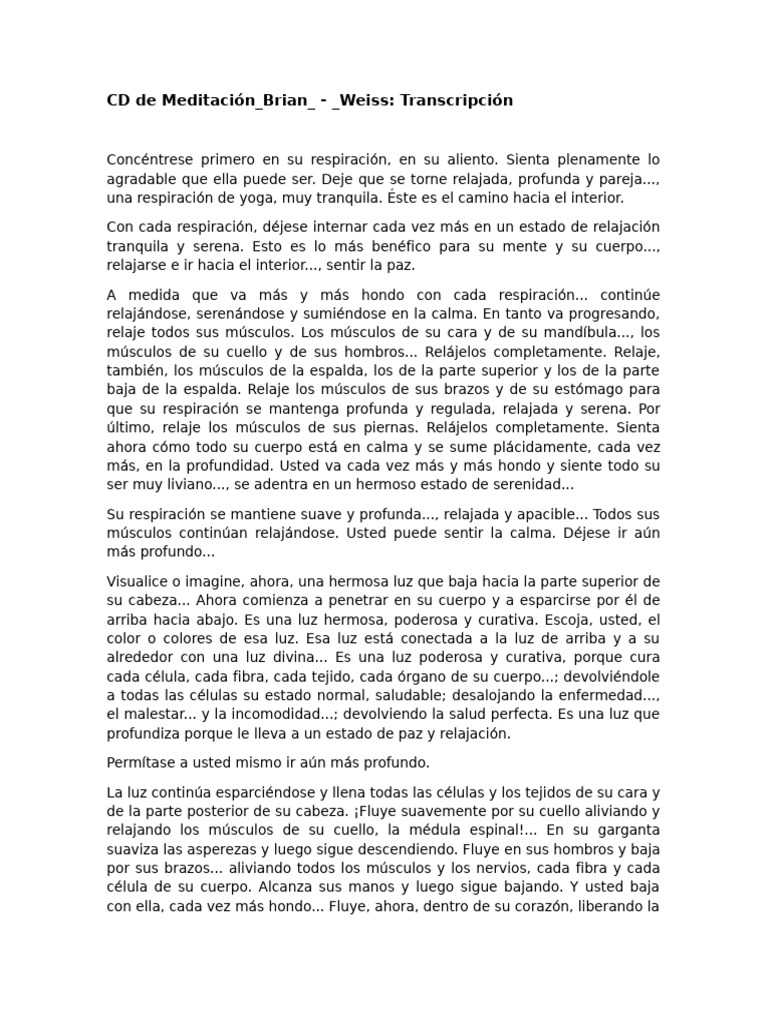 Meditación Guiada de Brian Weiss | PDF | Amor | Abdomen