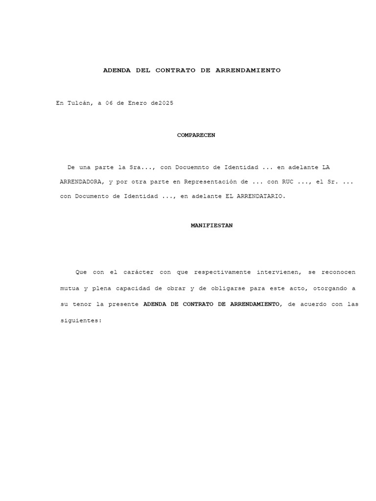 Modelo Adenda Contrato Oficina 012025 | PDF