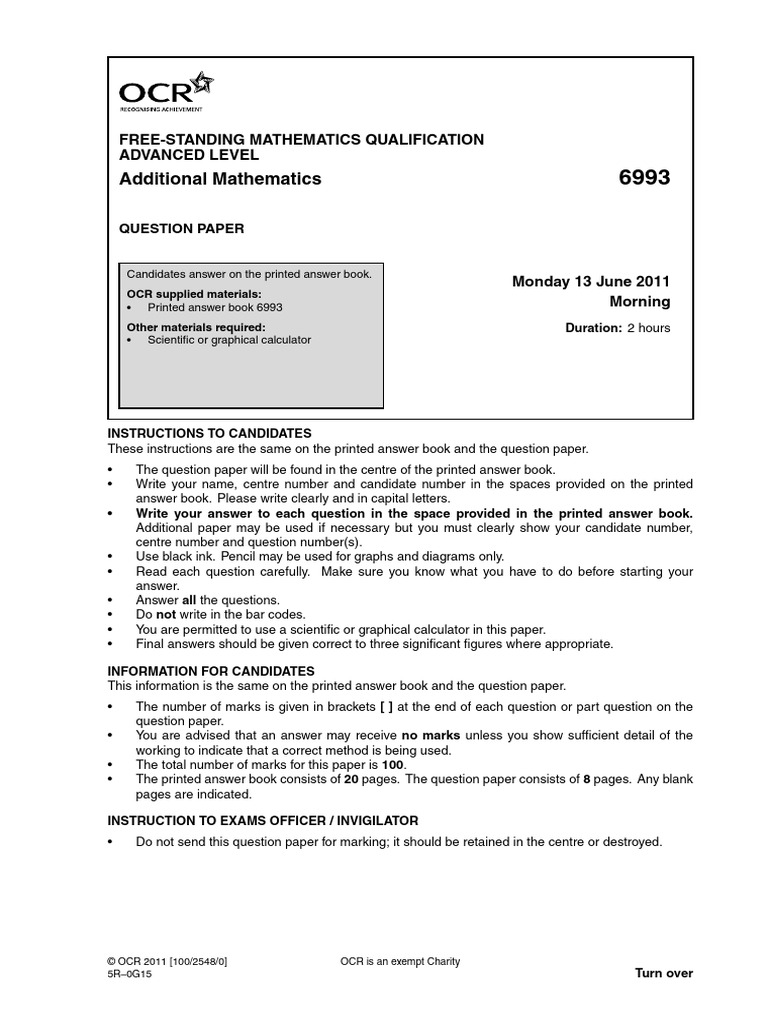 2011 Add Maths Qp Pdf Trigonometric Functions Equations