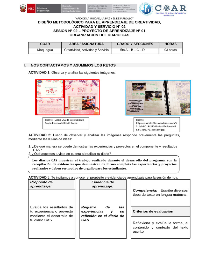 DMpA 02 5TO ÁREA CAS | PDF | Aprendizaje | Evidencia
