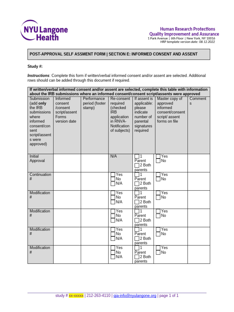 2022.08 Post Approval Self Assessment Section E Appendix | PDF