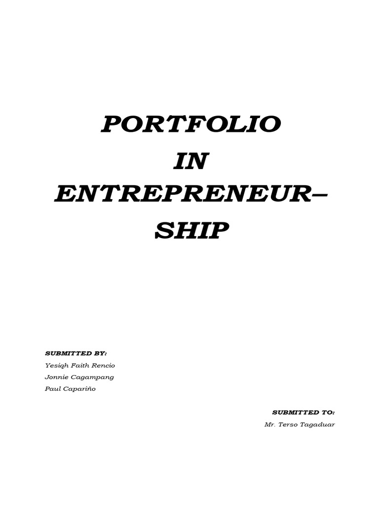 Portfolio in Entrepreneurship | PDF | Entrepreneurship | Customer