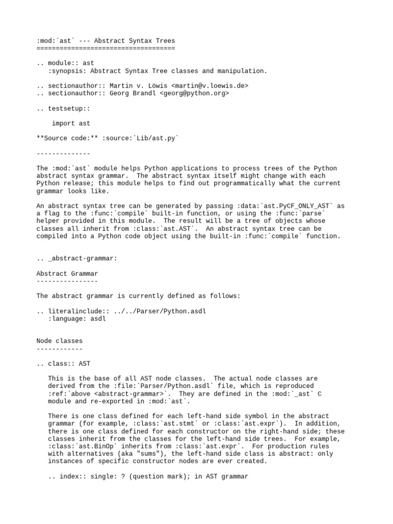 ast.rst | PDF | Class (Computer Programming) | Control Flow
