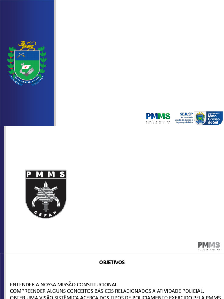 SLIDE TPO1 - 01 Policiamento Ostensivo | PDF | Poder Policial (Lei Constitucional dos Estados ...