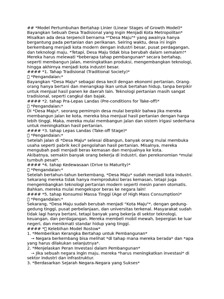Model Pertumbuhan Ekonomi Bertahap | PDF