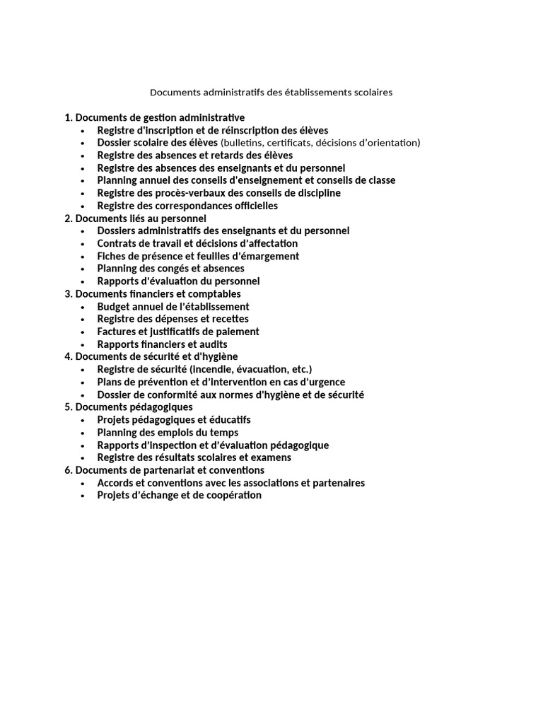 Documents administratifs scolaires essentiels | PDF