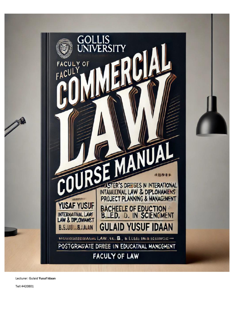 Commercial Law Manual Overview | PDF | Law Of Agency | Consideration