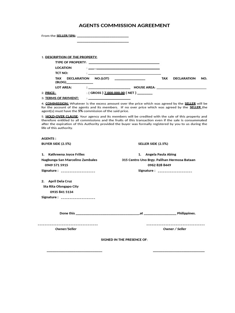 Agents Commission Agreement | PDF