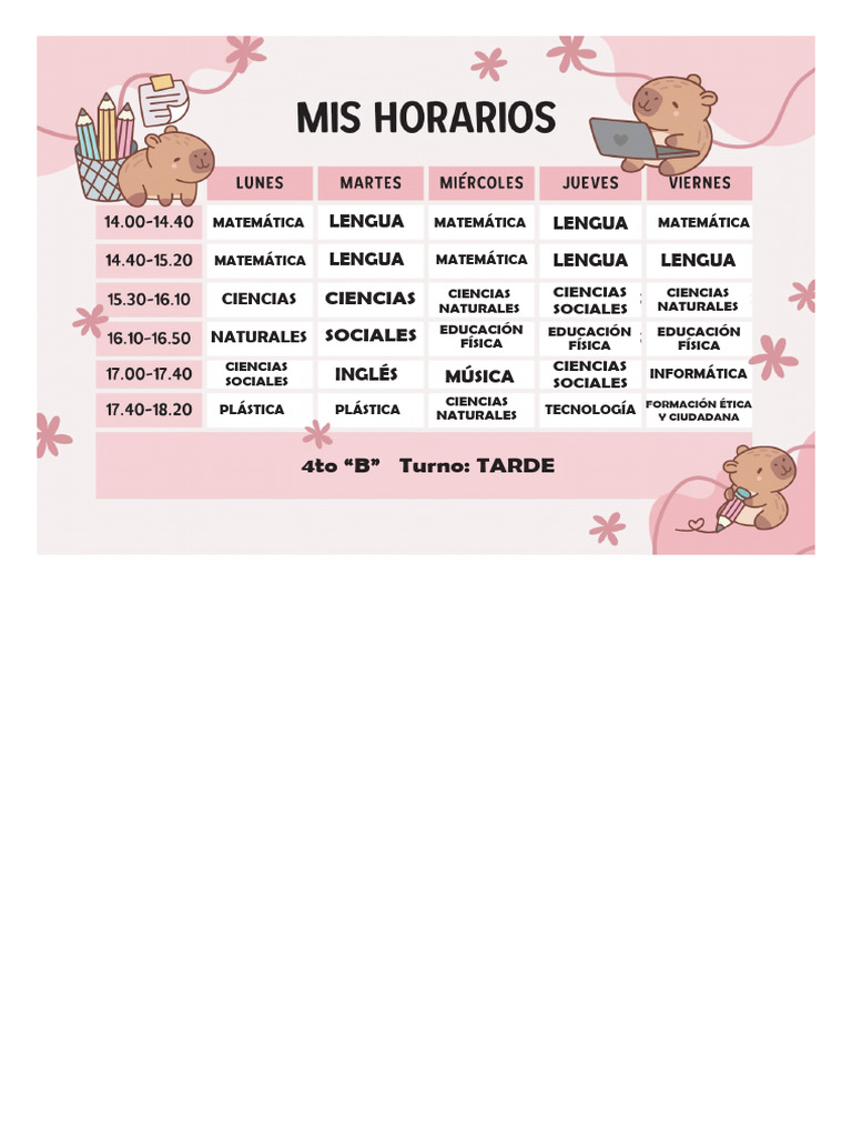 Horario Capibara Modificado | PDF