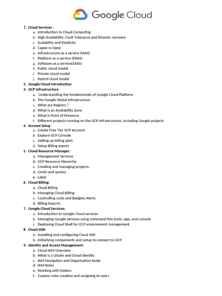 GCP Course Content -2022 | PDF | Cloud Computing | Databases