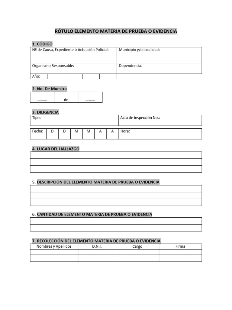 Rotulo Evidencia | PDF