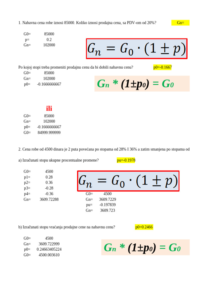 FM Vezbe 1 Procentni Racun | PDF