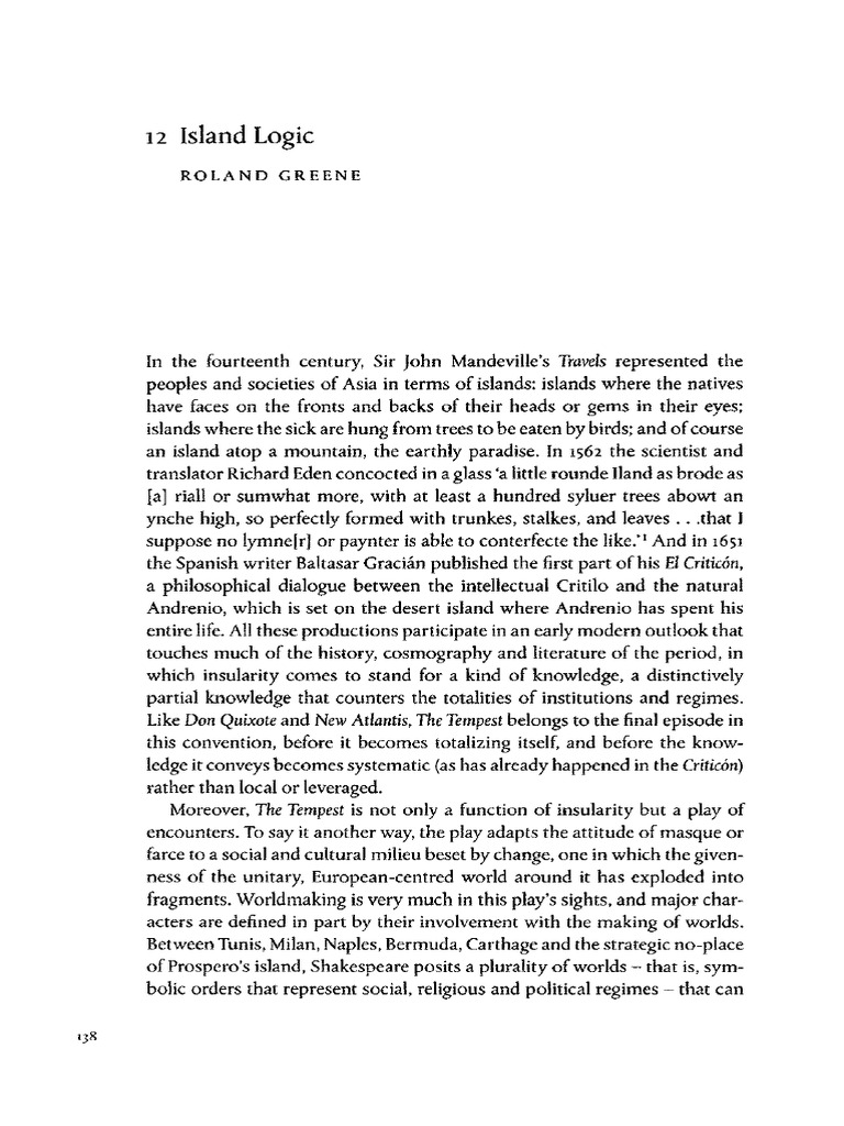 Greene, Roland - Island Logic | PDF | The Tempest
