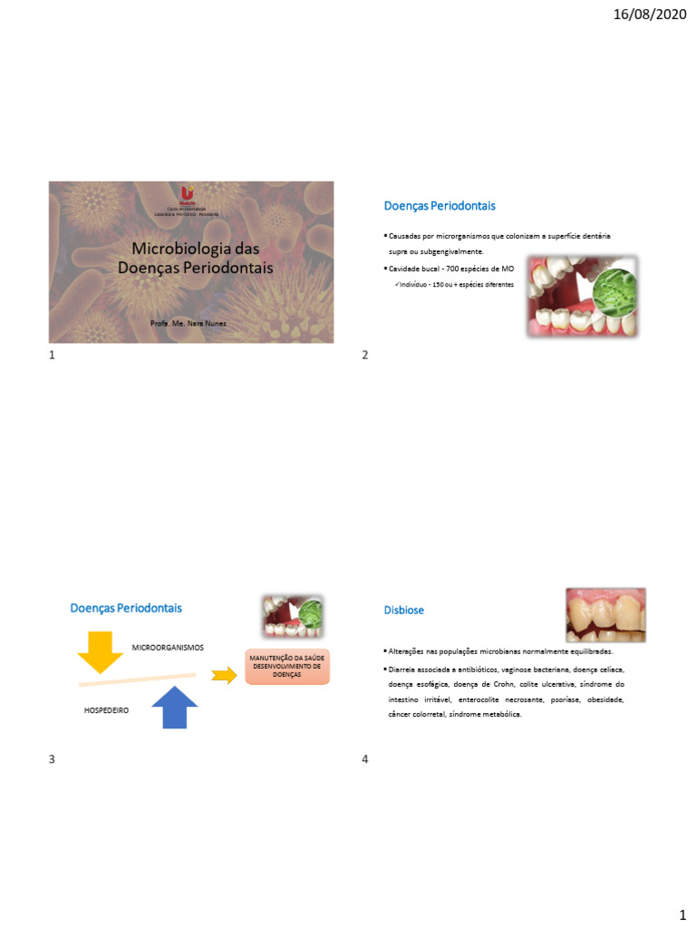 Aula 4 - Microbiologia Da DoenÃ A Periodontal | PDF | Bactérias | Biofilme