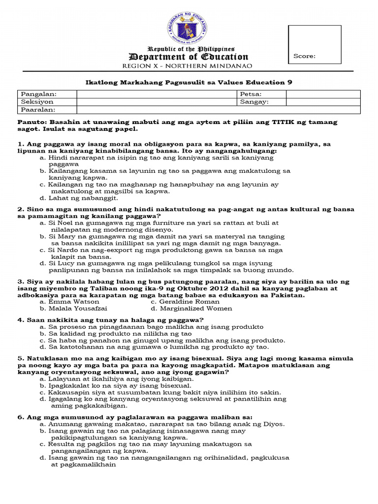 VE 9 - 3rd Q RUQA Final VALIDATED | PDF