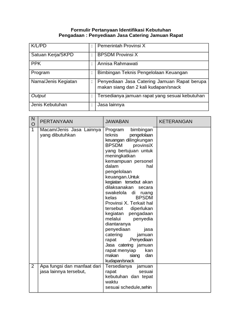 Lampiran 3 - Form Identifikasi Kebutuhan | PDF