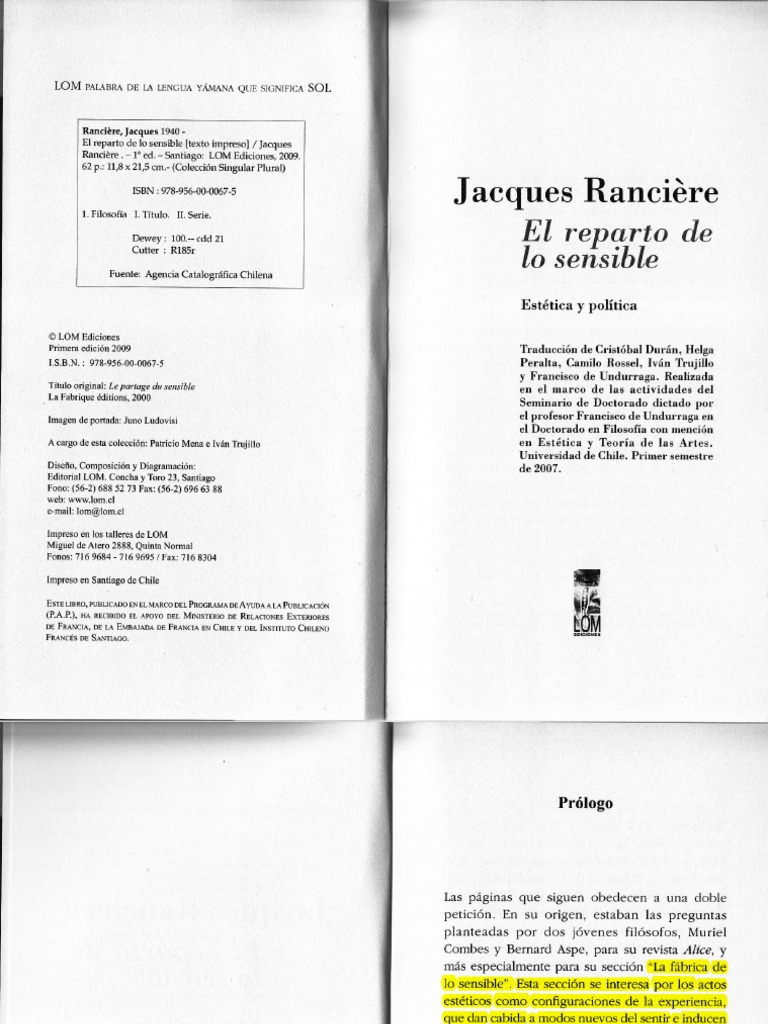 El Reparto de Lo Sensible | PDF | Immanuel Kant | Platón