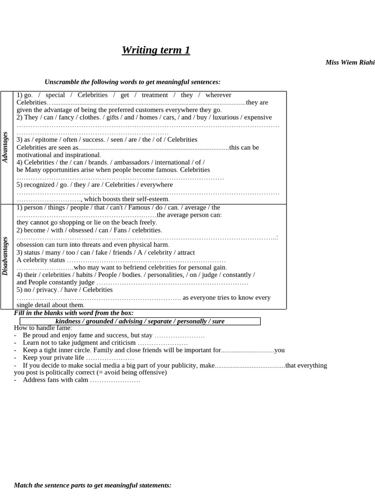 1ST FORM Writing Term 1 | PDF | Social Psychology