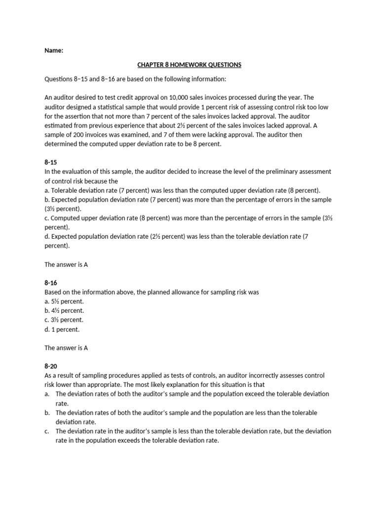 Chapter 8 Homework Questions | PDF | Risk | Sample Size Determination