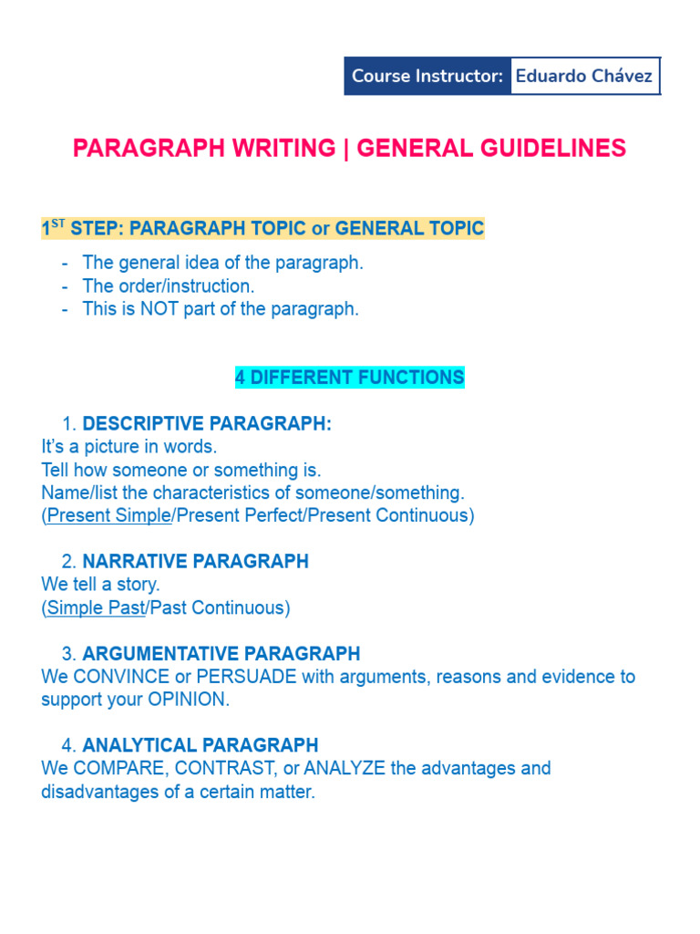 Guidelines - Paragraph Writing | PDF