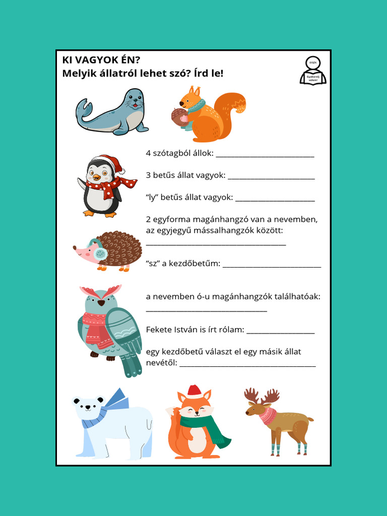 Ki Vagyok Én? Melyik Állatról Lehet Szó? Írd Le! | PDF