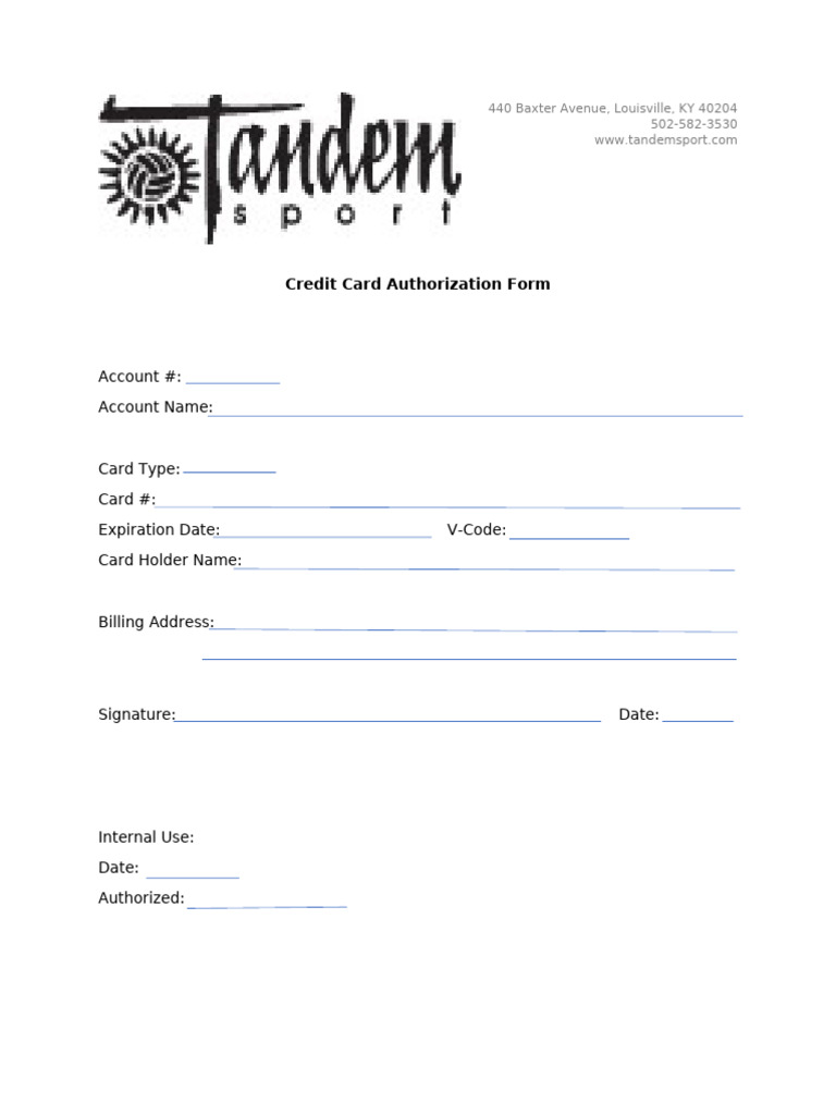 Credit Card Authorization Form | PDF