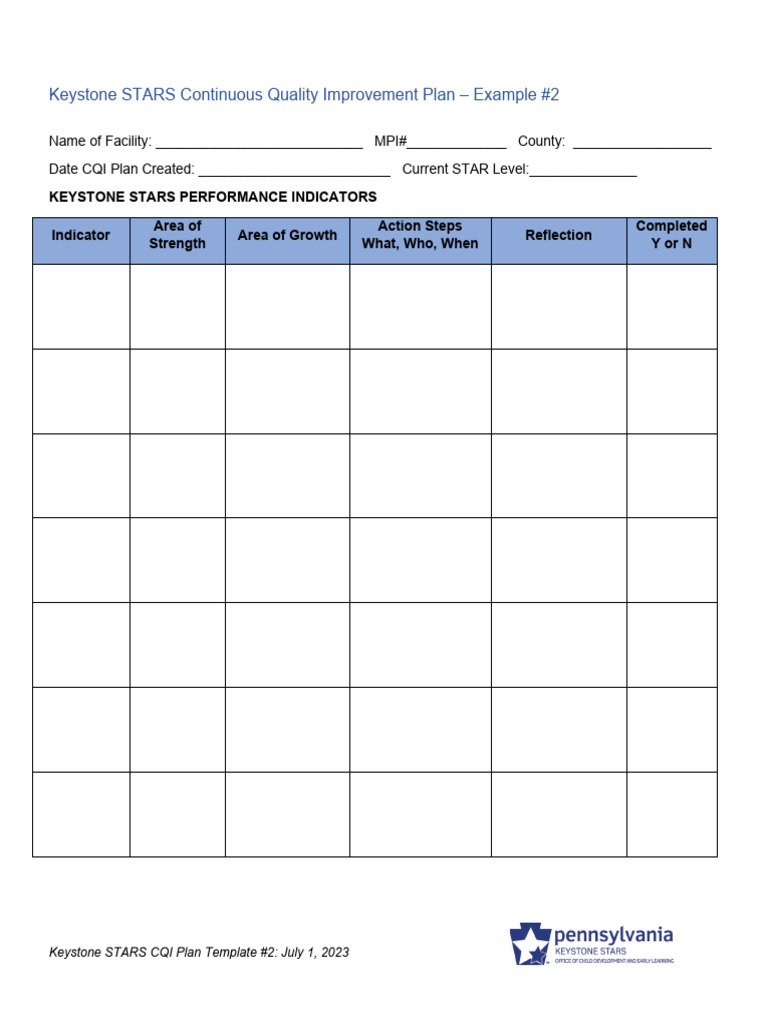 Keystone STARS CQI Plan Template | PDF | Business