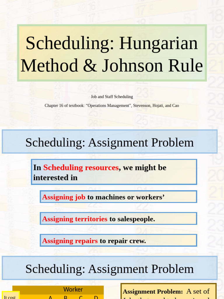 Topic 7 Scheduling Hungarian Method and Johnson Rule | PDF | Numerical ...