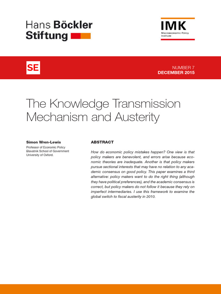 Knowledge Transmission in Austerity Policy | PDF | Macroeconomics ...