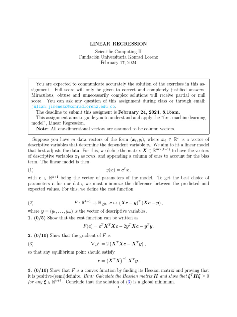 assignment1 | PDF | Linear Regression | Regression Analysis