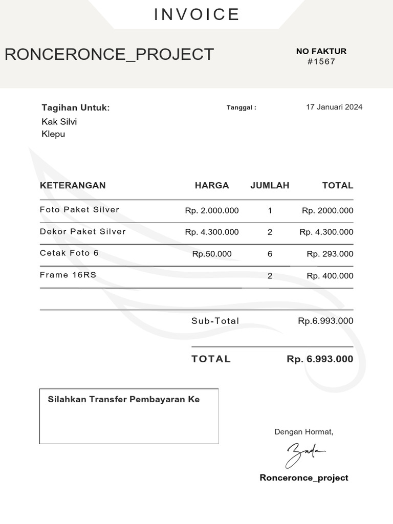 Abu-abu dan Putih Minimalis Tagihan Pembayaran Invoice | PDF