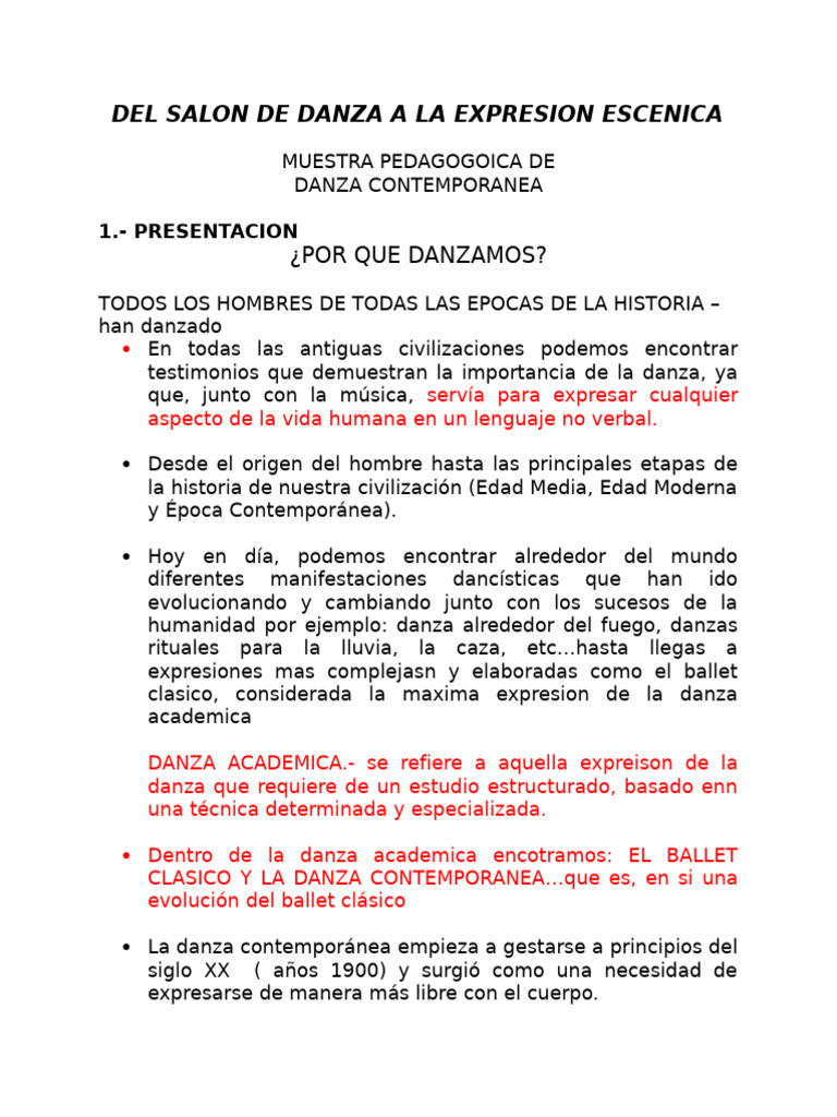 Del Salon de Danza A La Expresion Escenica | PDF | Bailes | Ballet
