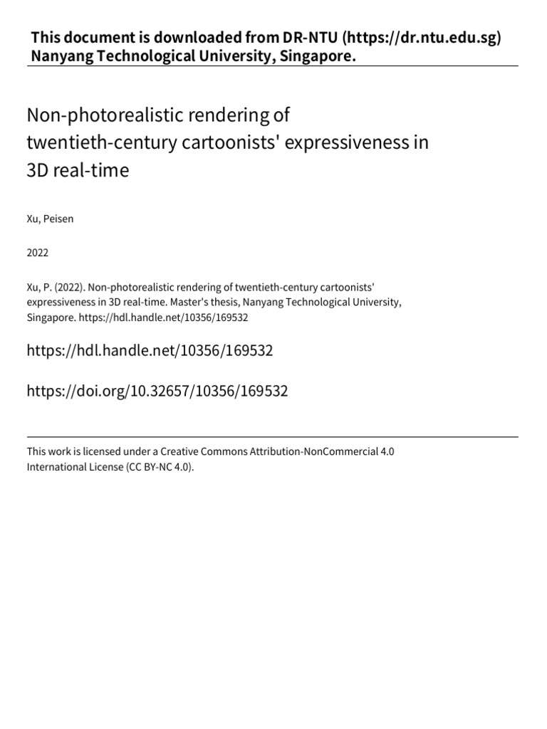 NTU Master Dissertation Revised Final With Statements | PDF | Computer Graphics | Rendering ...