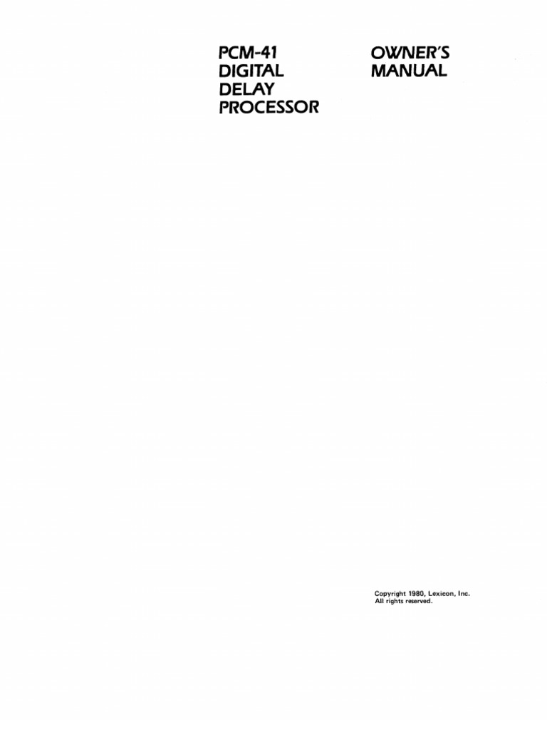 Lexicon Pcm 41 | PDF