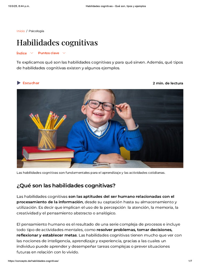 Ejemplos de habilidades cognitivas | PDF | Pensamiento | Metacognición