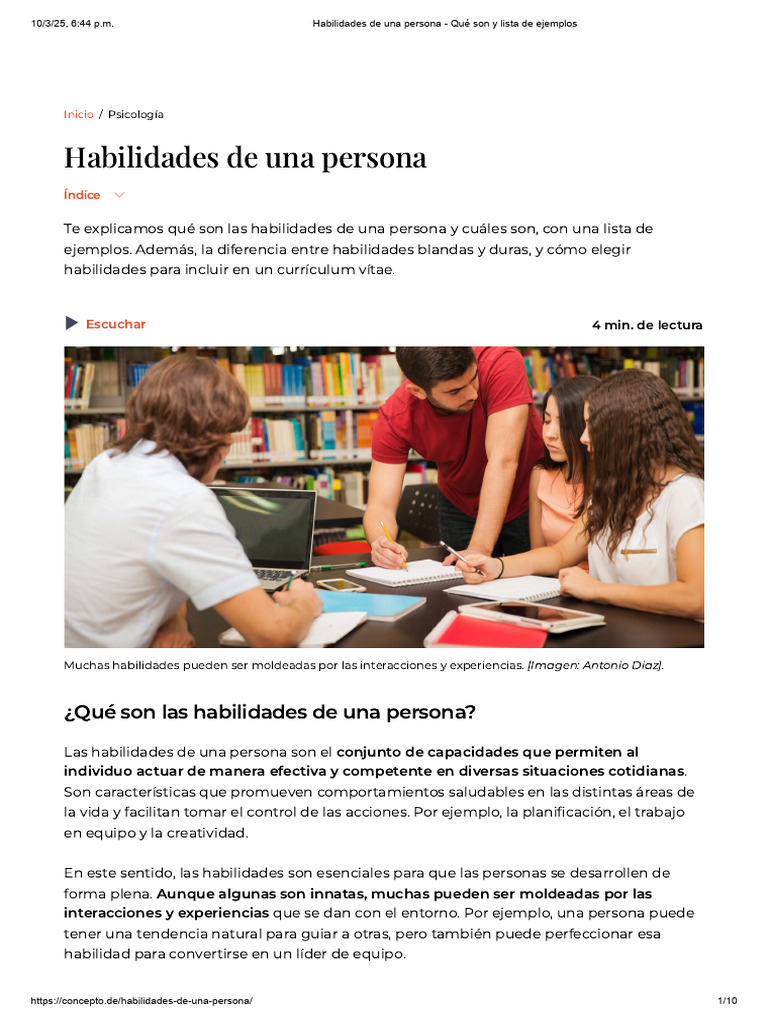 Habilidades de Una Persona - Qué Son y Lista de Ejemplos | PDF | Habilidades profesionales ...