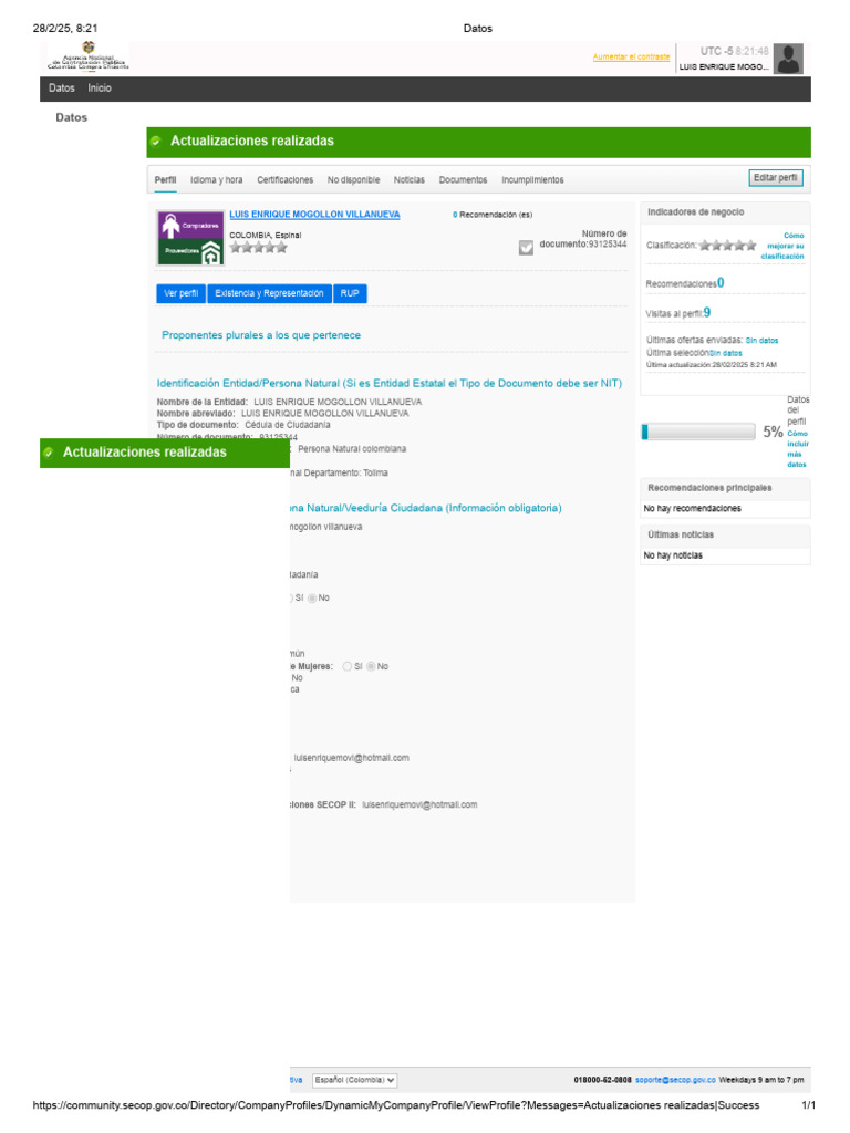 Pantallazo Secop Luis Mogollon | PDF | ciberespacio