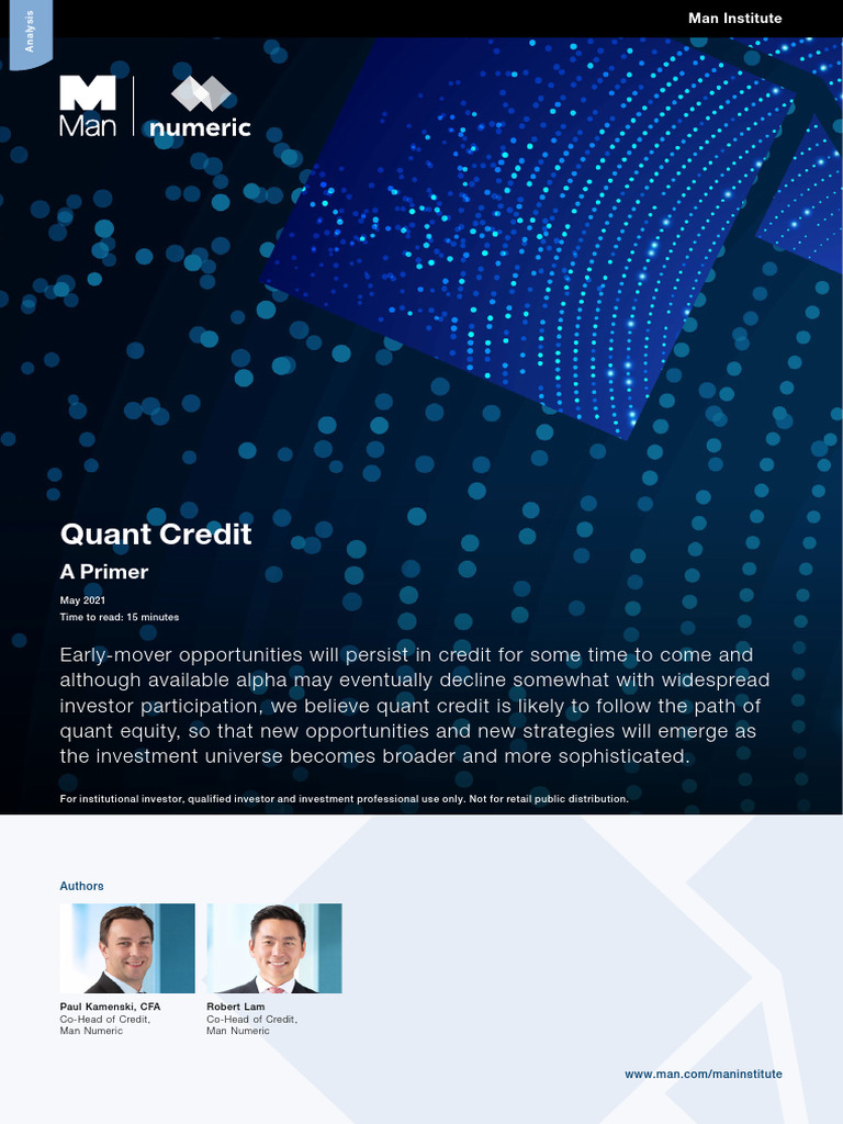 Numeric Insights Quant Credit A Primer English 13-05-2021 | PDF | Financial Risk | Bonds (Finance)