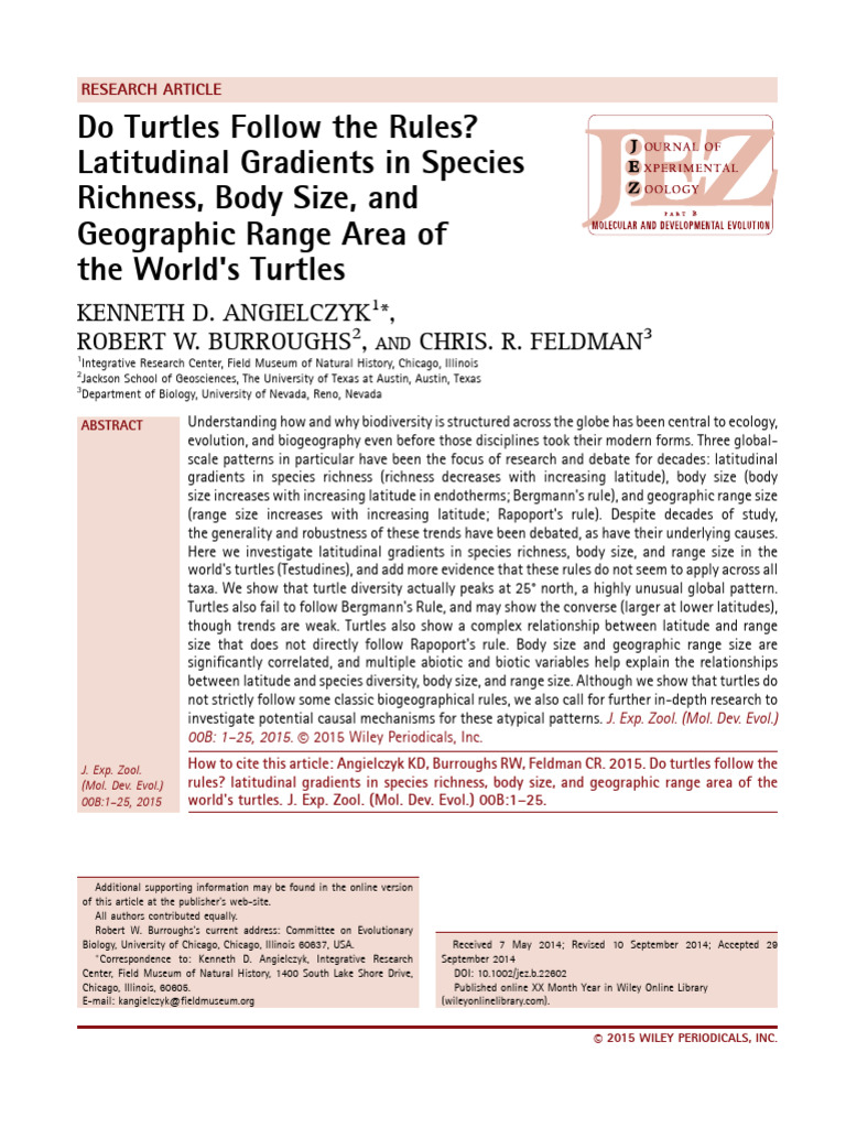 Do Turtles Follow the Rules_angielczyk2015 | PDF | Regression Analysis ...
