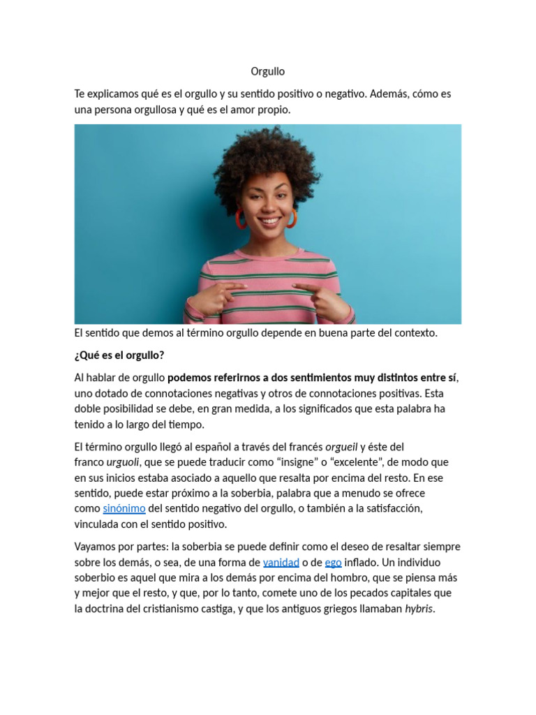 Orgullo: positivo y negativo | PDF