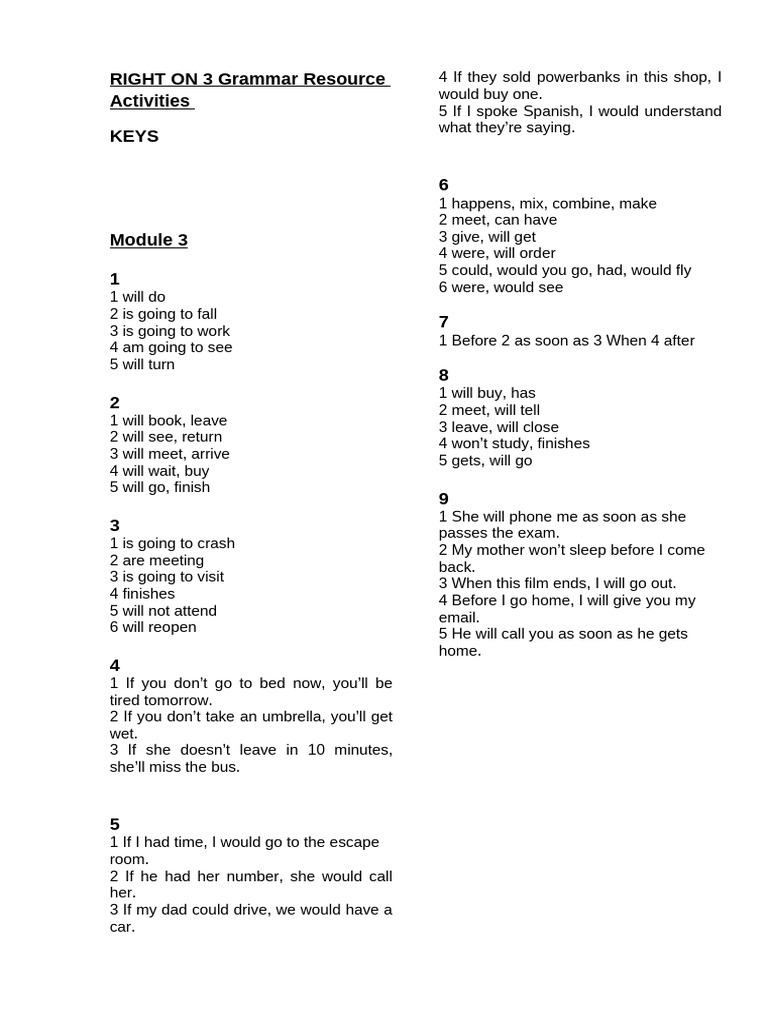 Right On 3 Spain GRR Mod 3 Keys | PDF