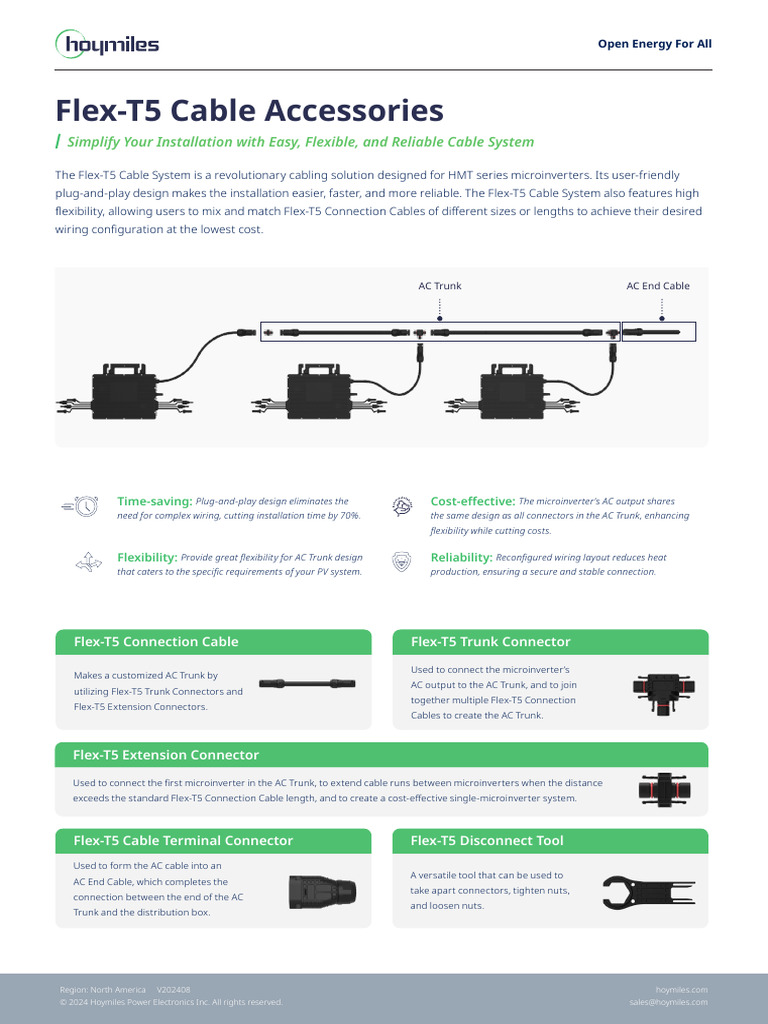 EN NA - Datasheet - Flex T5 Cable Accessories - V202408 | PDF | Electrical Connector ...