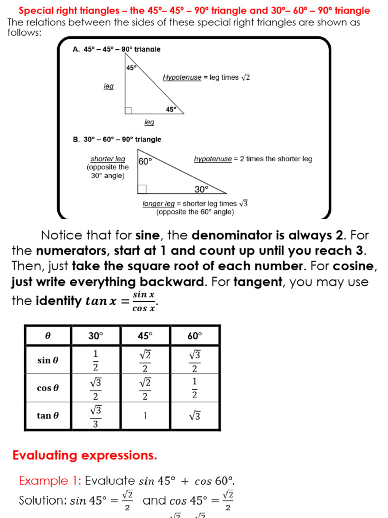 Special Right Triangles Explained | PDF