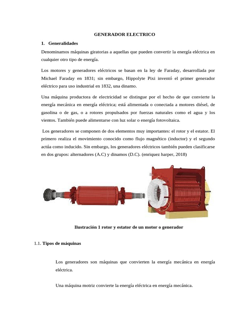 Tipos y Partes de Generadores Eléctricos | PDF | Generador eléctrico ...