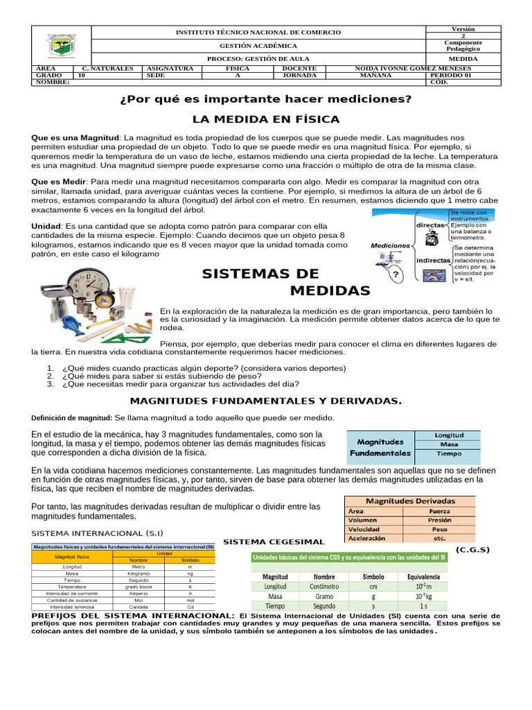 Guia 02 de Sistemas de Medidas | PDF | Medición | Sistema Internacional ...
