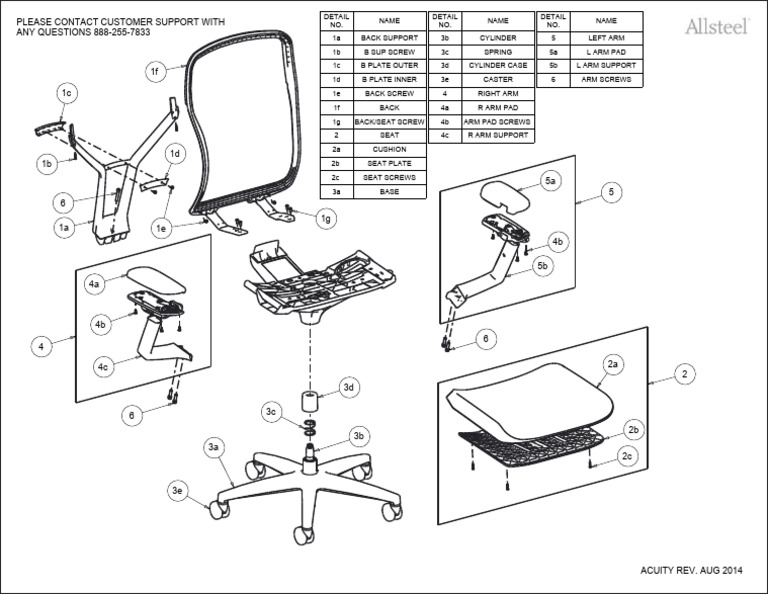 Acuity Task Replaceable Parts | PDF