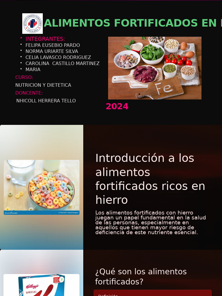 Introduccion A Los Alimentos Fortificados Ricos en Hierro | PDF ...
