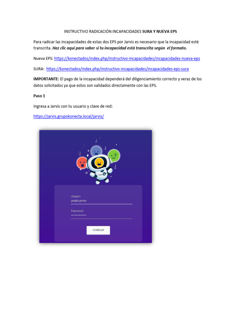 Instructivo Radicación Incapacidades Sura y Nueva Eps | PDF