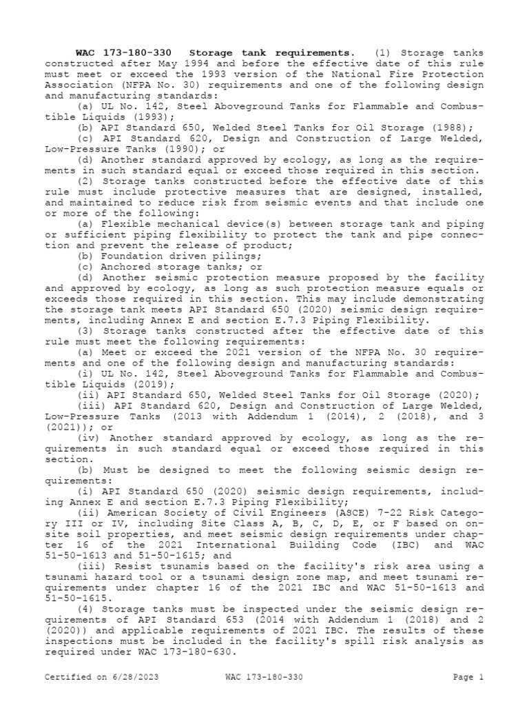 Storage Tank Compliance Standards | PDF | Civil Engineering
